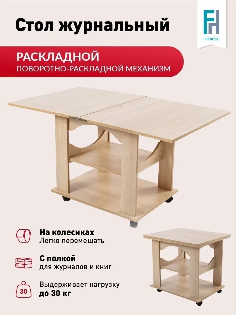 Стол журнальный раскладной на колесах - Stalproject.ru